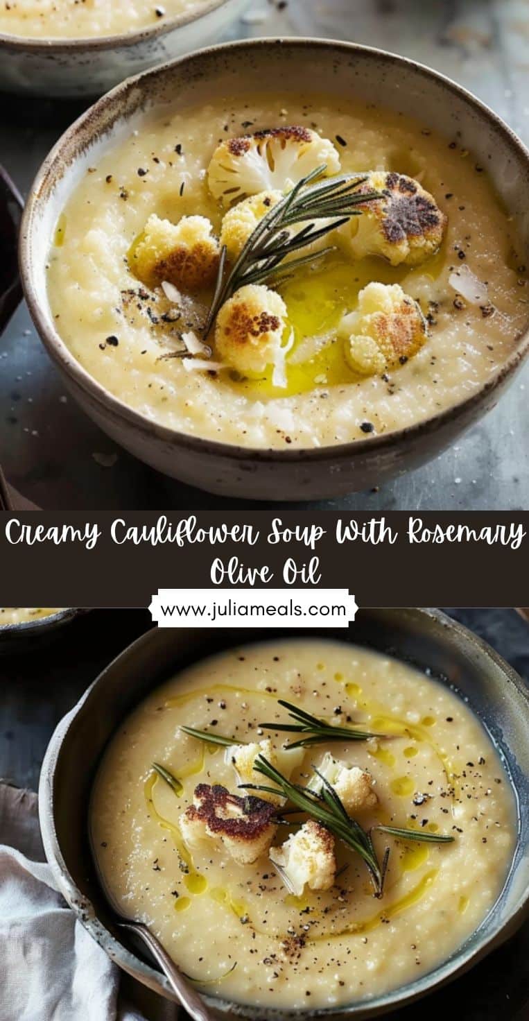 Creamy Cauliflower Soup With Rosemary Olive Oil - Julia Meals