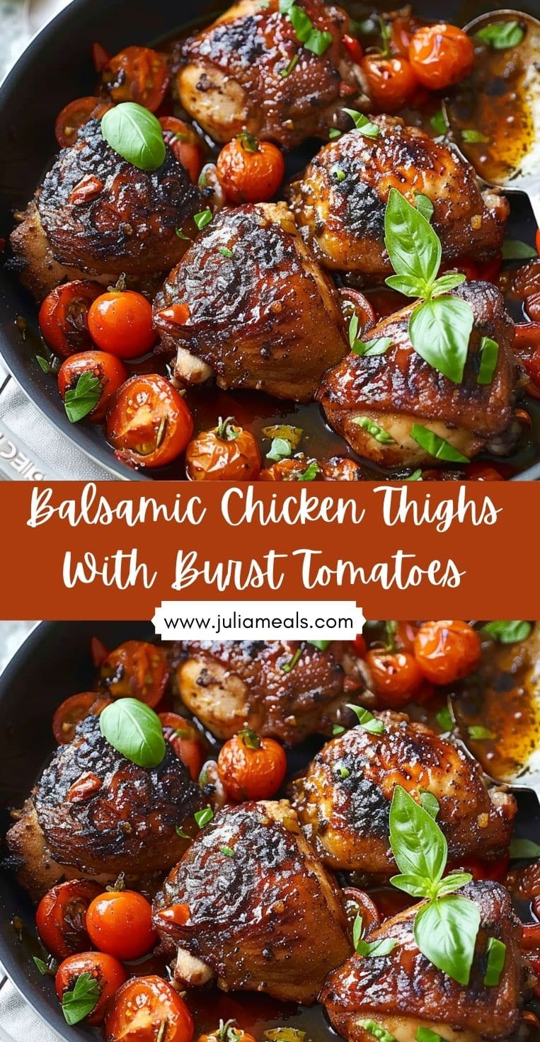 Balsamic Chicken Thighs With Burst Tomatoes - Julia Meals