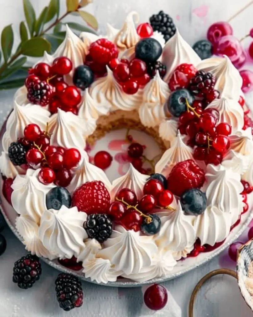 Holiday Berry Meringue Wreath - Julia Meals