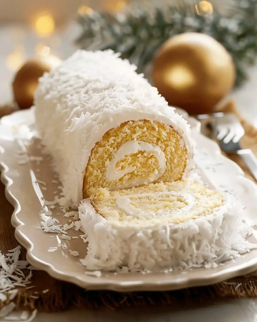 Snowy Coconut Roll Cake - Julia Meals