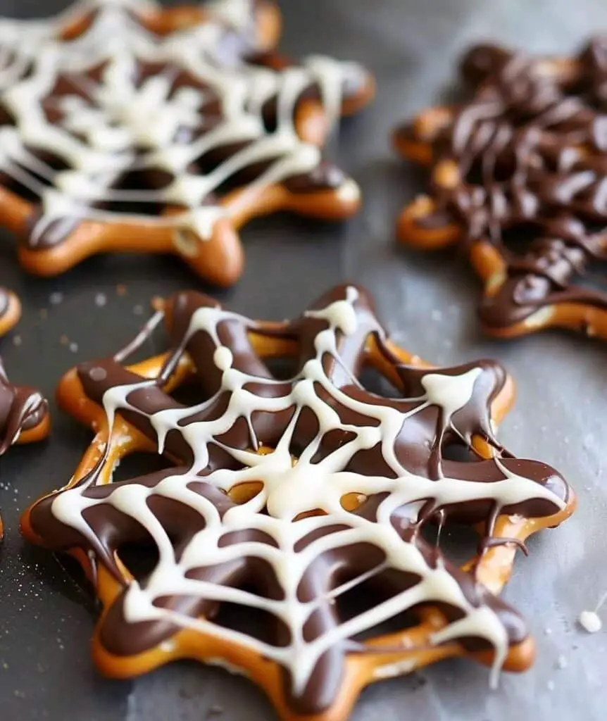 Chocolate Pretzel Spider Web - Julia Meals