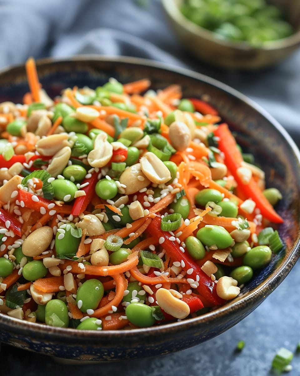 Asian Edamame Peanut Crunch Salad - Julia Meals