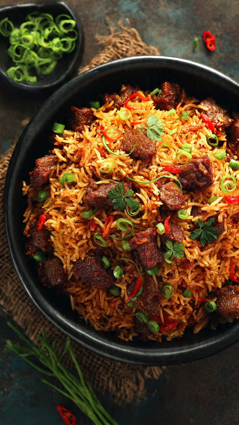 Crispy Chilli Beef Rice - Julia Meals