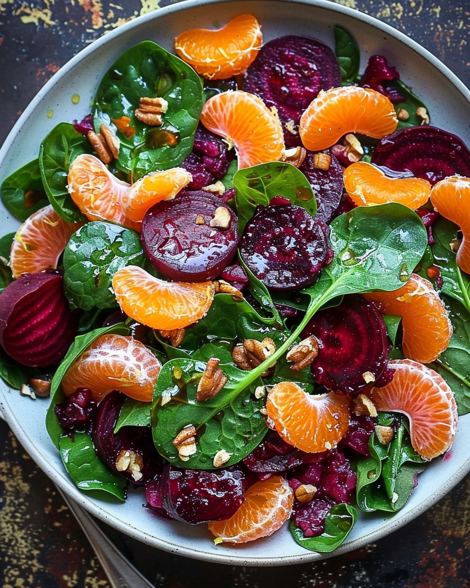 Beet Salad with Spinach, Mandarins, and Honey-Mustard Lemon Dressing ...