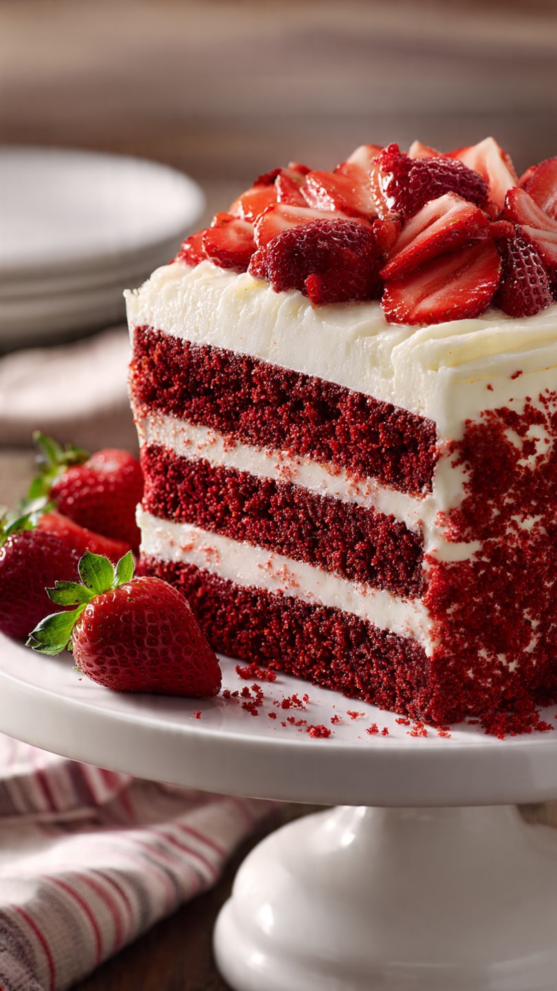 Red Velvet Strawberry Cake - Julia Meals